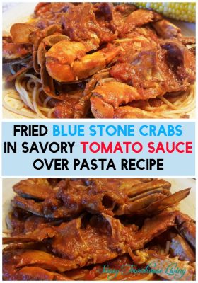 Fried Blue Stone Crabs In Savory Tomato Sauce Over Pasta Recipe