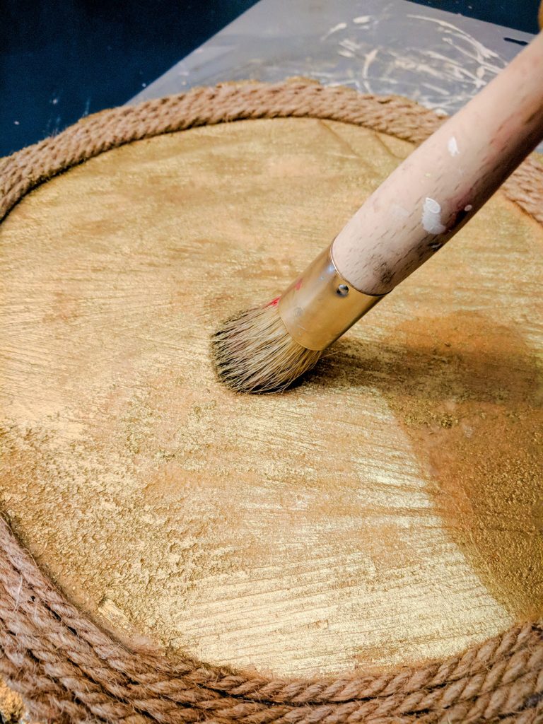 Transform A Rustic Wood Slab Into A Gold Nugget Centerpiece